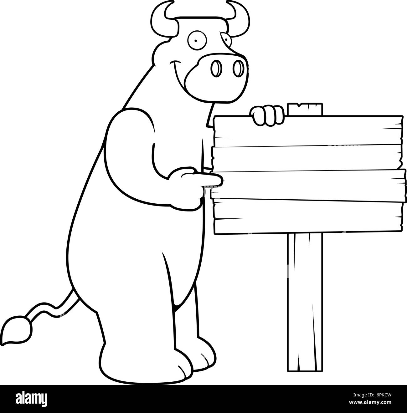A happy cartoon bull with a sign Stock Vector Image & Art - Alamy