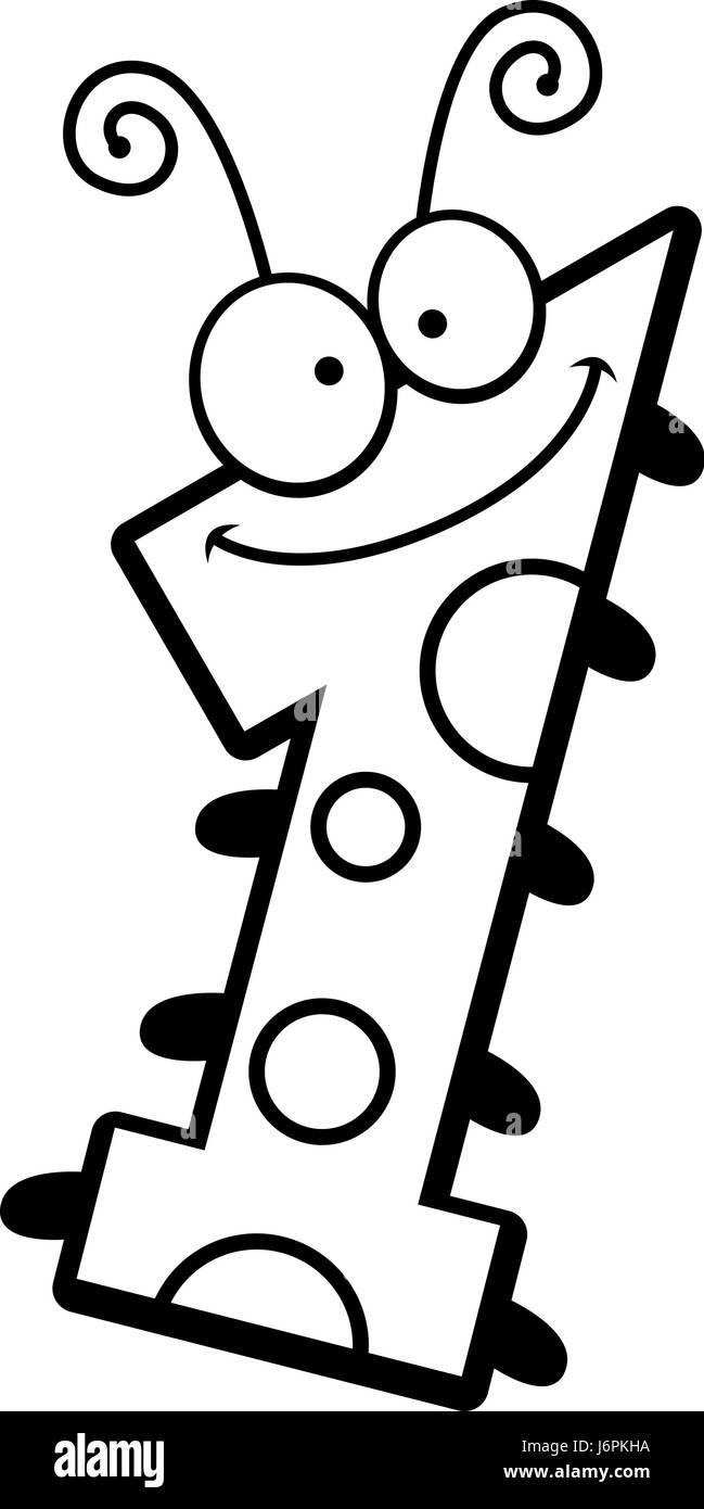 A cartoon illustration of the number one with an insect theme Stock ...