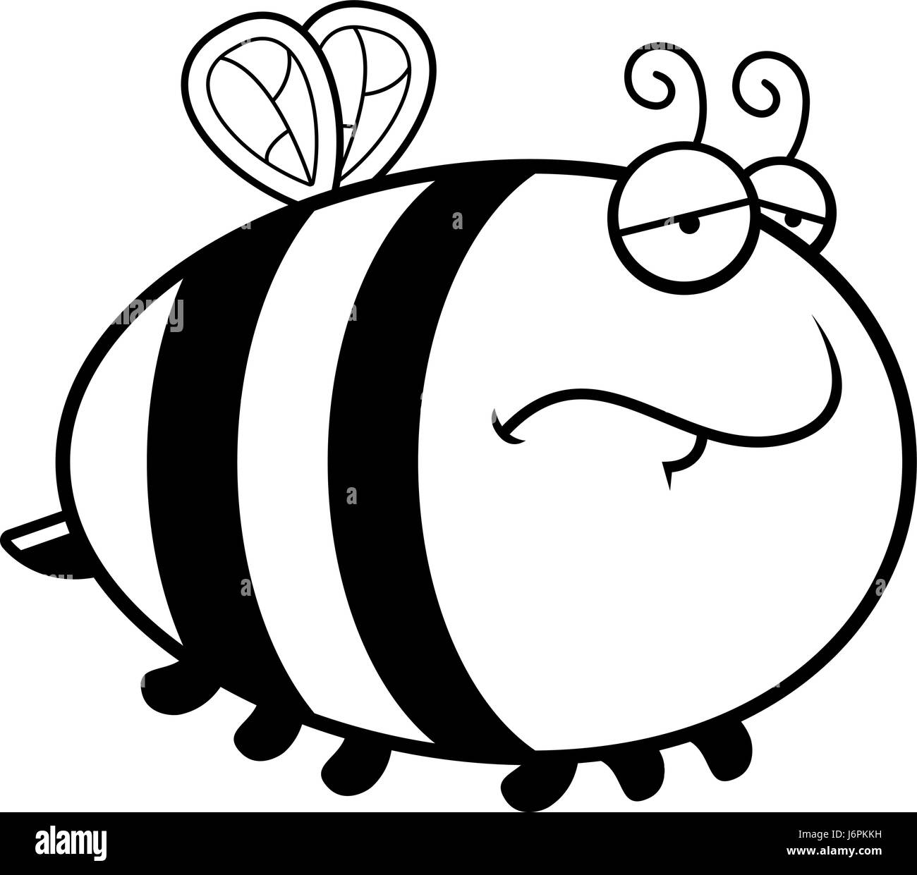 A cartoon illustration of a bee with a sad expression Stock Vector ...