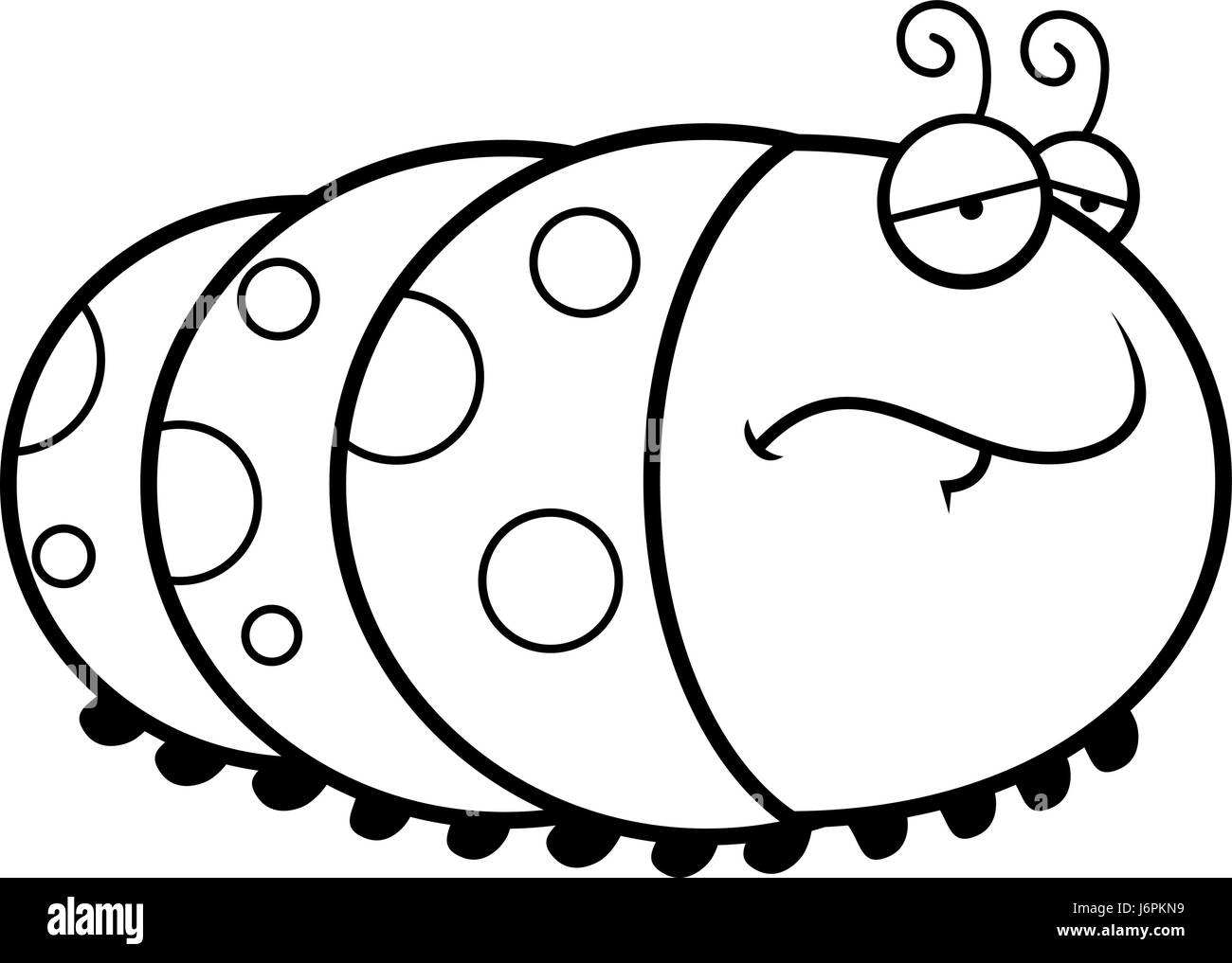 A cartoon illustration of a caterpillar with a sad expression Stock ...