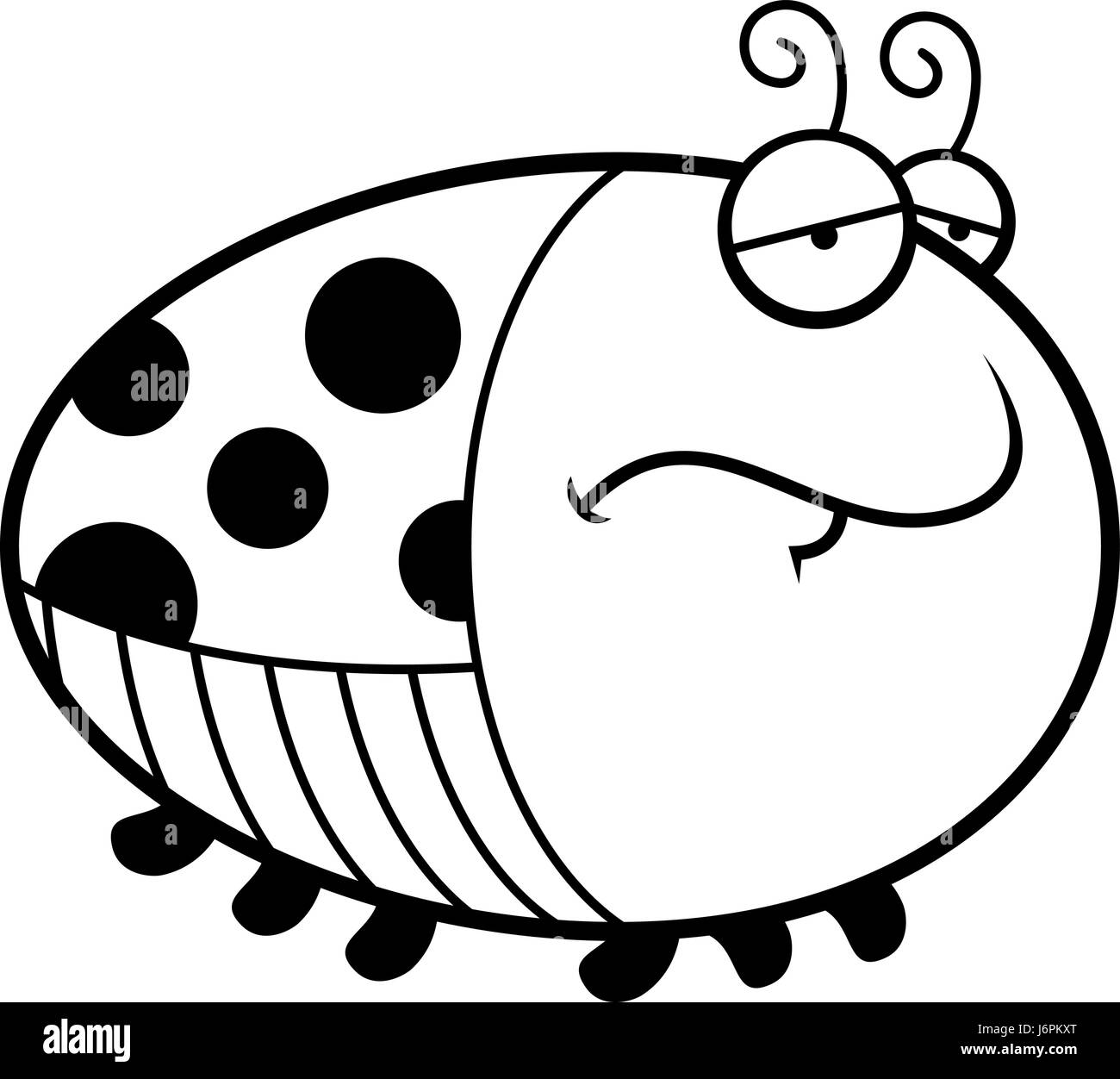 A cartoon illustration of a ladybug with a sad expression Stock Vector ...