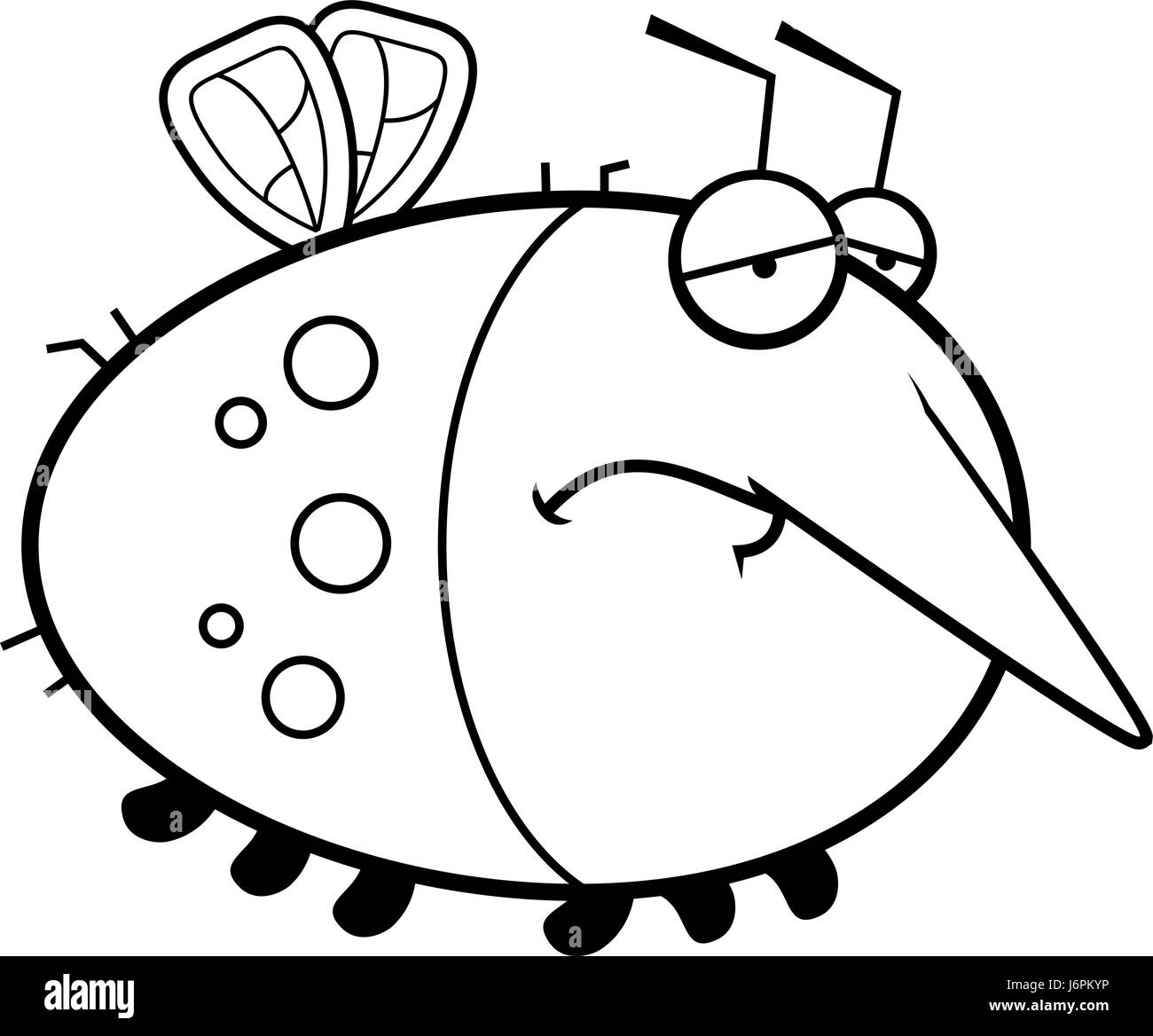 A cartoon illustration of a mosquito with a sad expression Stock Vector ...
