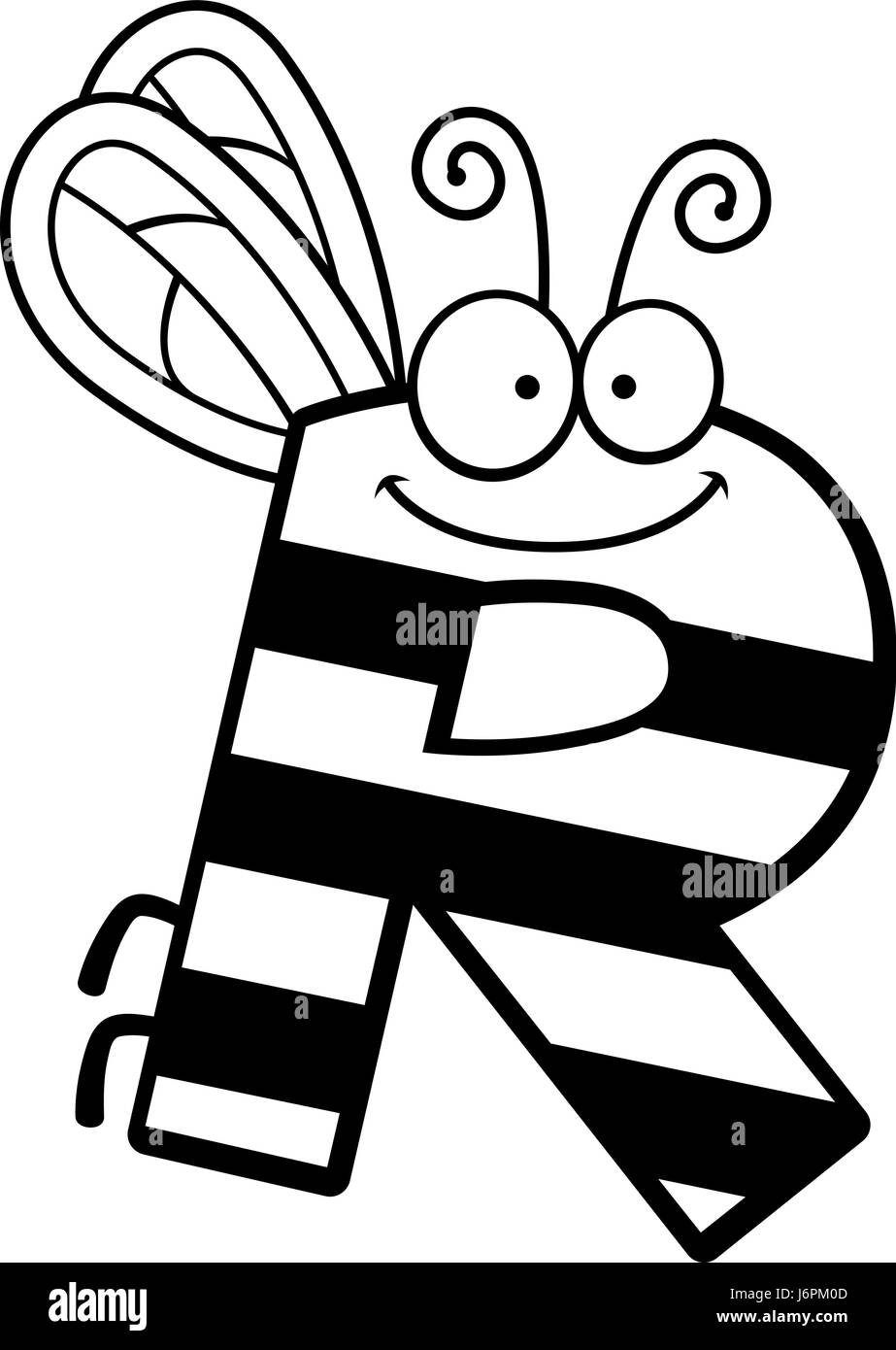 A cartoon illustration of the letter R with an insect theme Stock ...