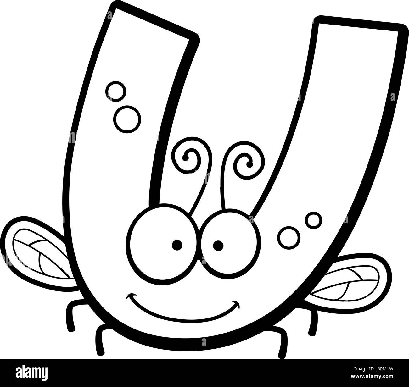 A cartoon illustration of the letter U with an insect theme Stock ...