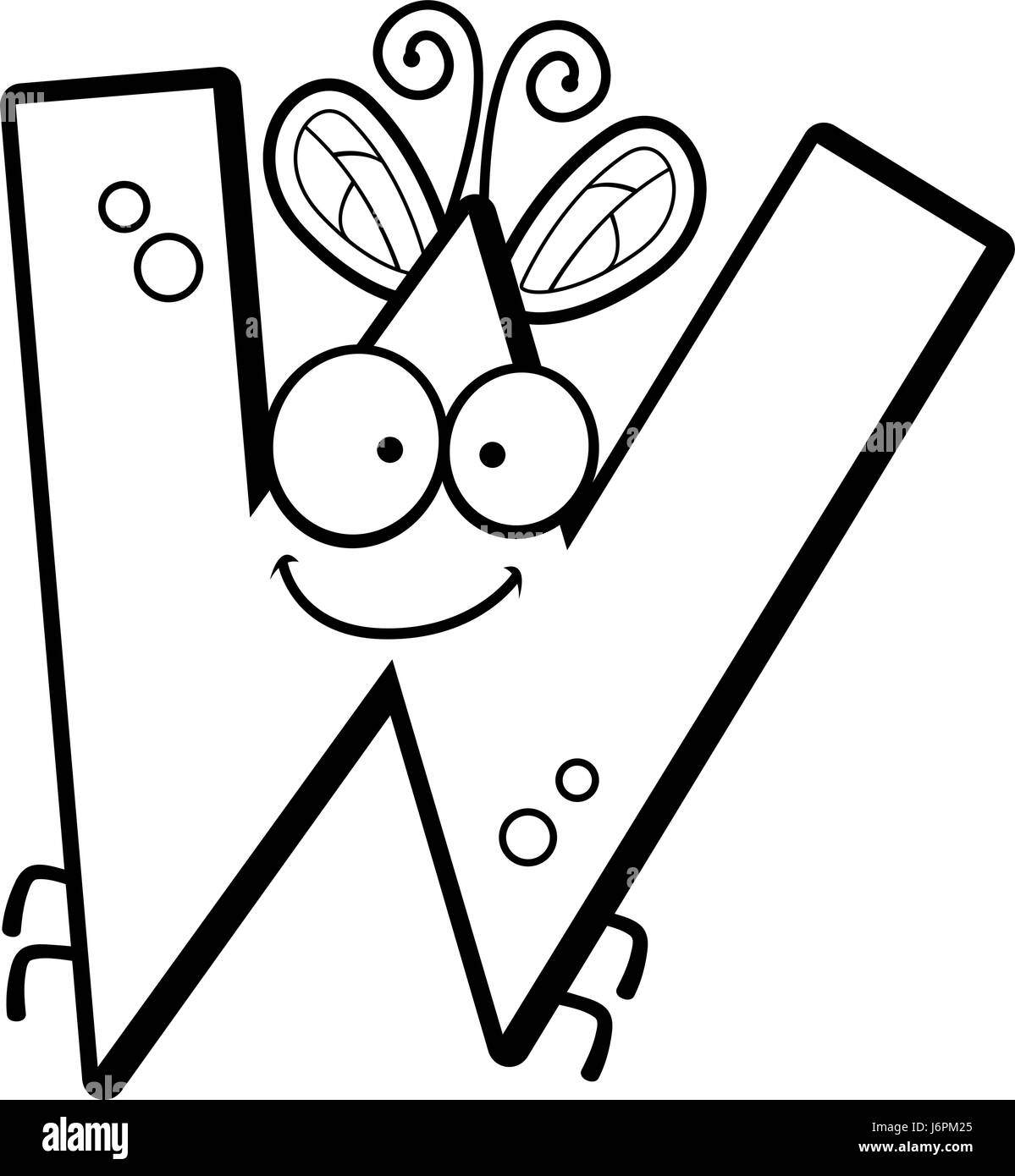 A cartoon illustration of the letter W with an insect theme Stock ...