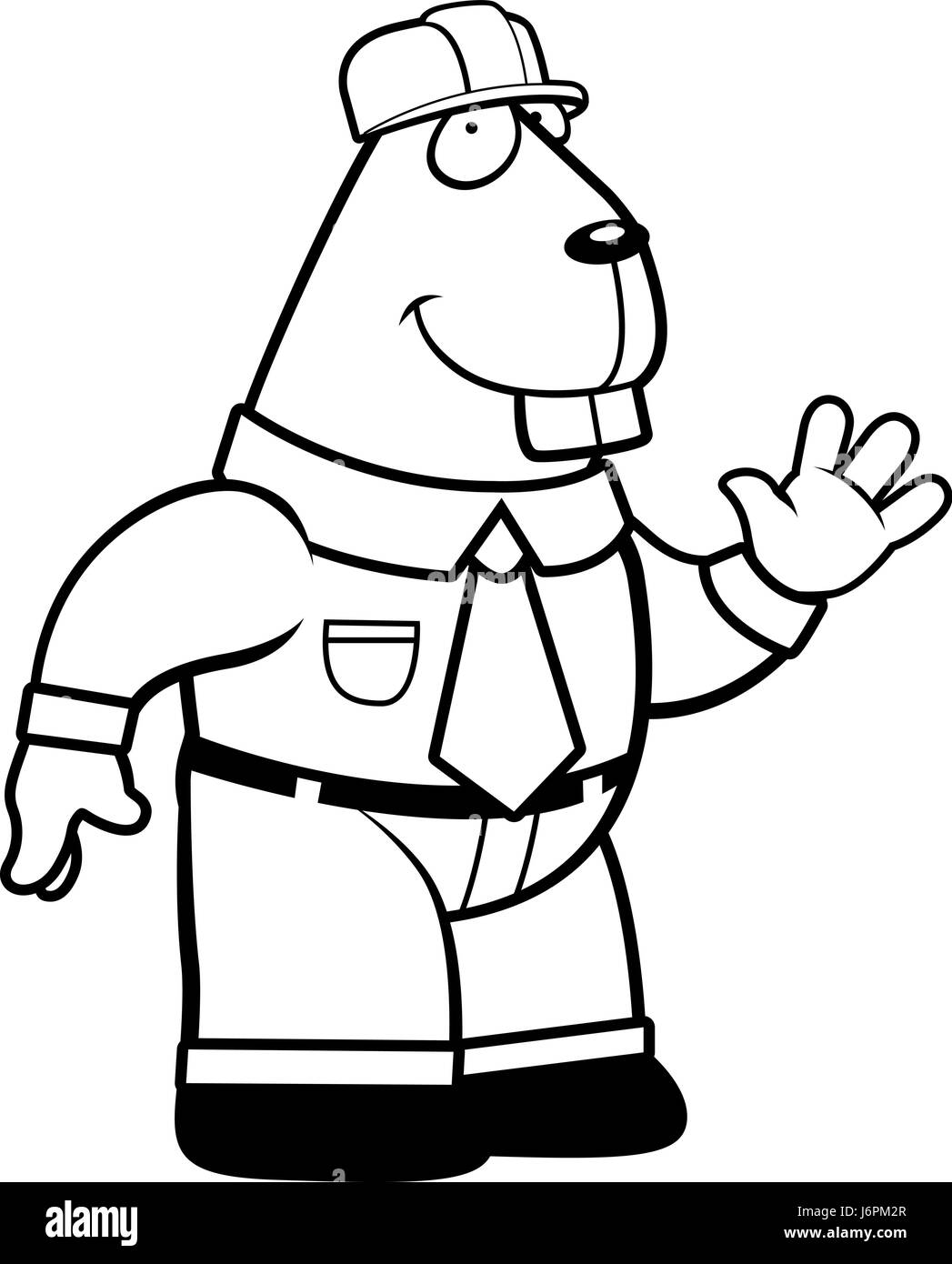 A happy cartoon beaver foreman waving and smiling Stock Vector Image ...