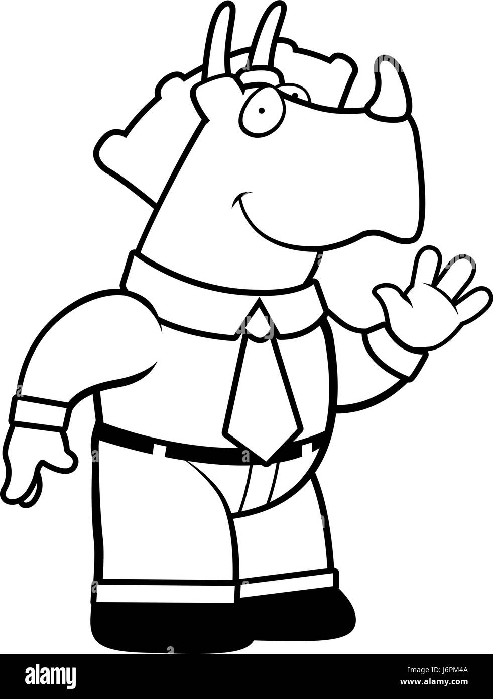 A happy cartoon dinosaur businessman waving and smiling Stock Vector ...