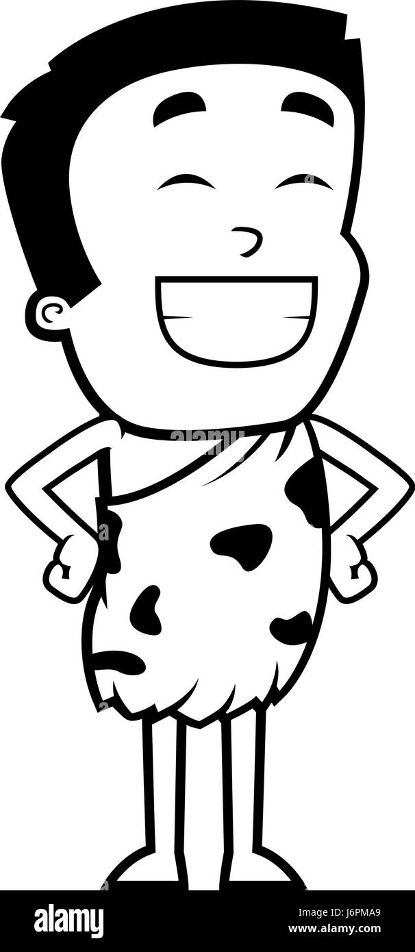 A happy cartoon caveman boy standing and smiling Stock Vector Image ...