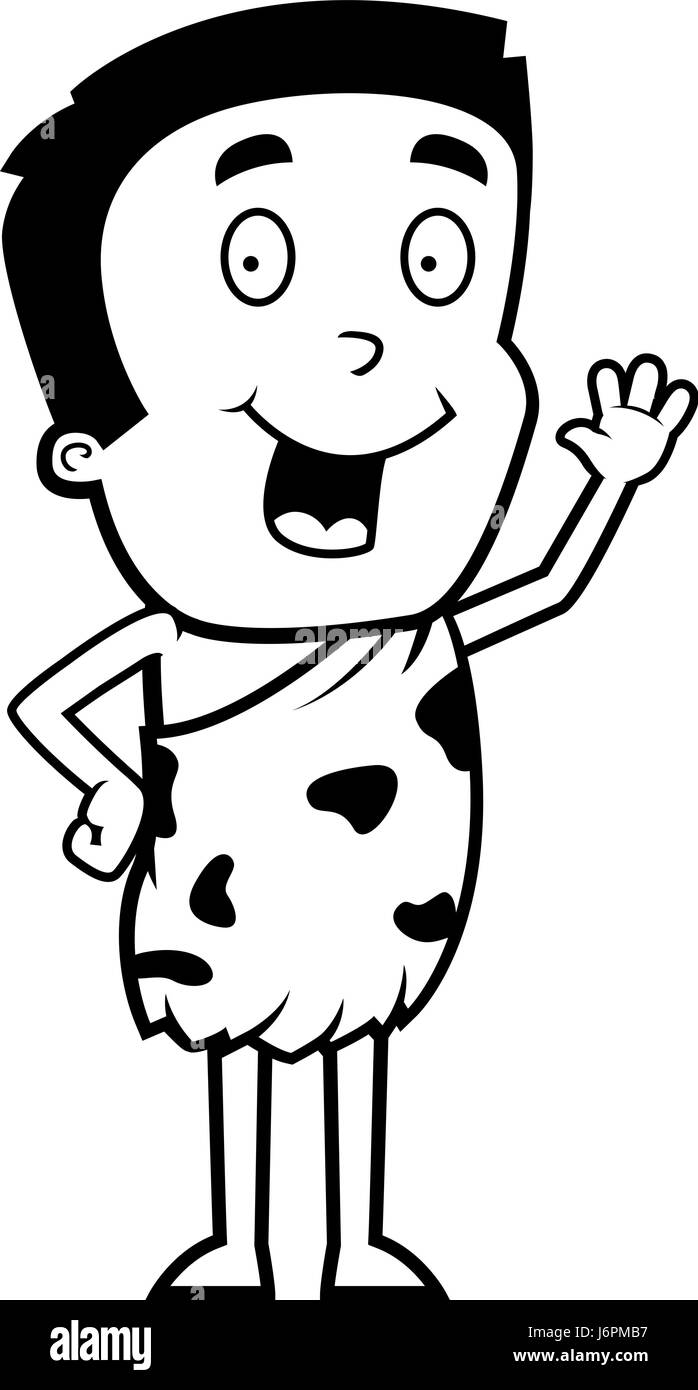 A happy cartoon caveman boy waving and smiling Stock Vector Image & Art ...