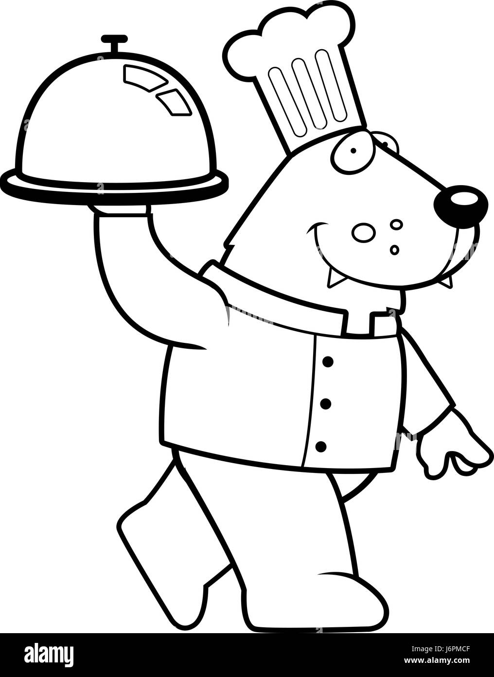 A cartoon illustration of a wolf chef serving food Stock Vector Image ...