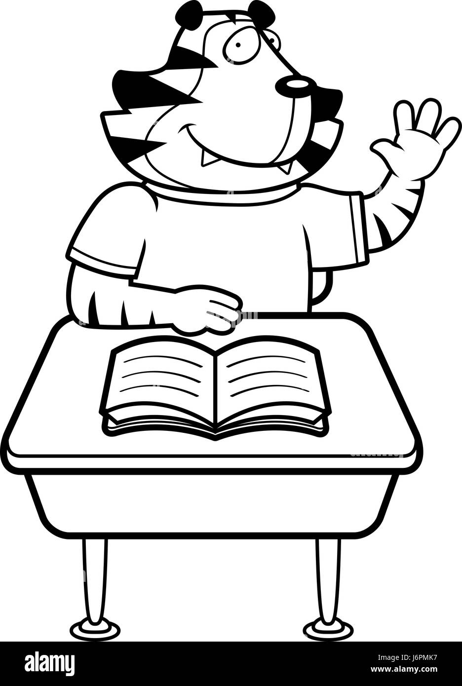 A happy cartoon tiger student waving and smiling Stock Vector Image ...