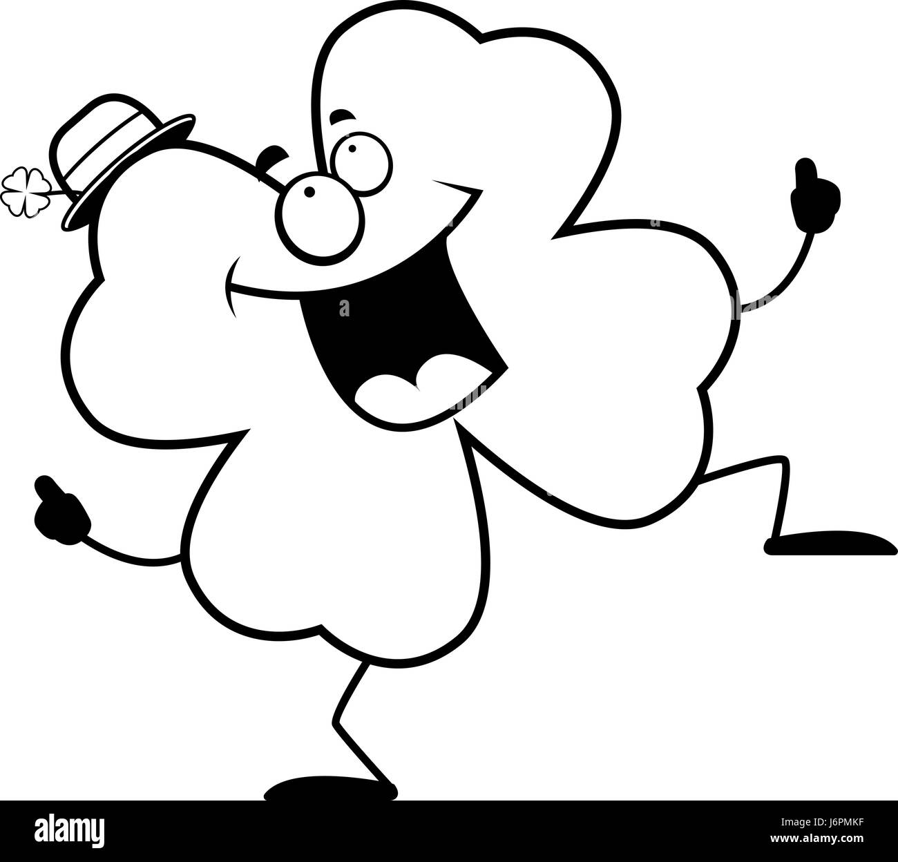 A happy cartoon four leaf clover dancing and smiling Stock Vector Image ...