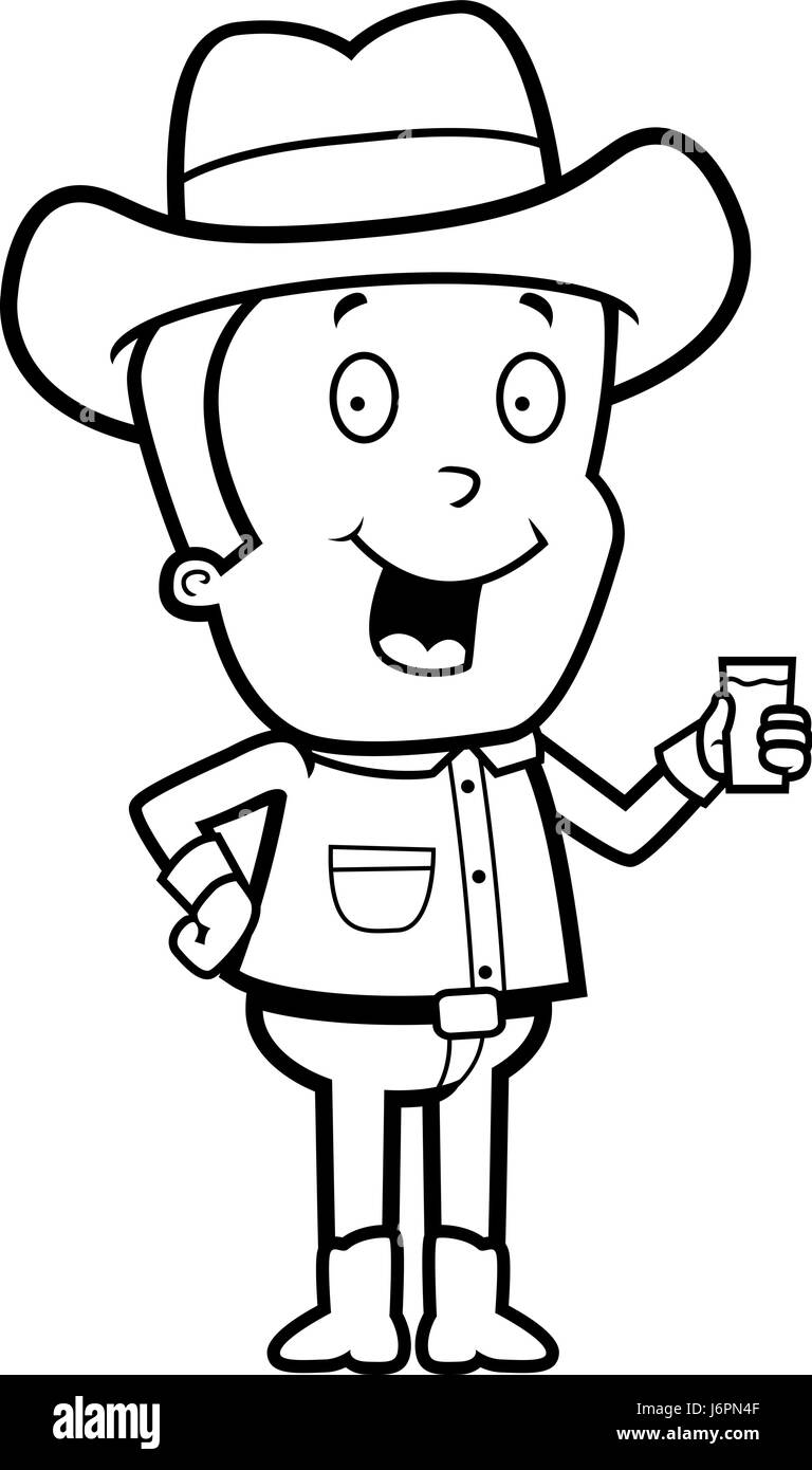 A happy cartoon cowboy drinking and smiling Stock Vector Image & Art ...