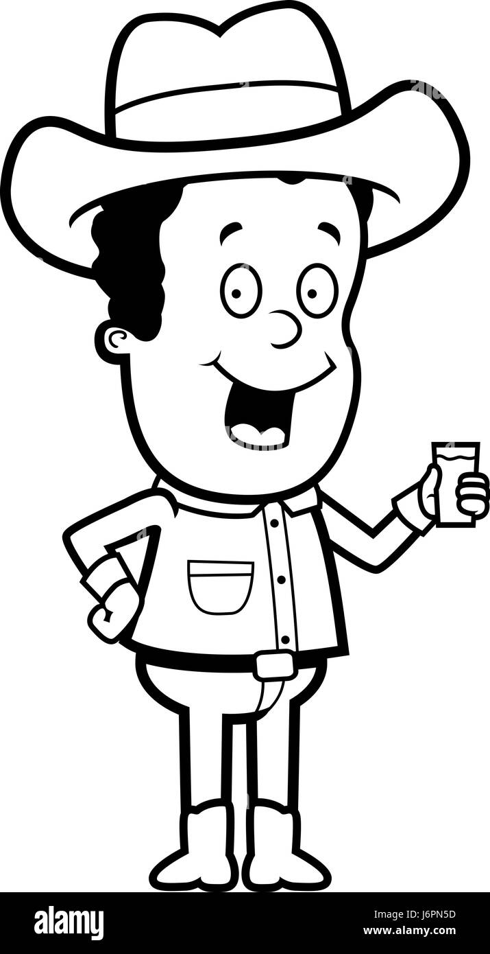 A happy cartoon cowboy drinking and smiling Stock Vector Image & Art ...