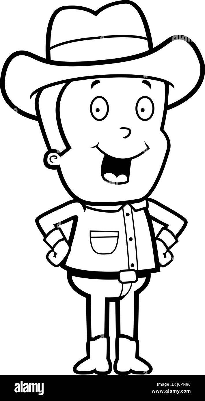 A happy cartoon cowboy kid standing and smiling Stock Vector Image ...