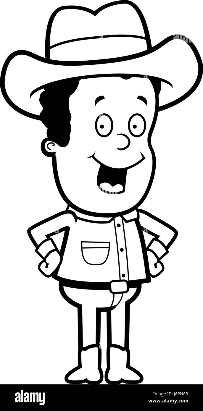 A happy cartoon cowboy standing and smiling Stock Vector Image & Art ...