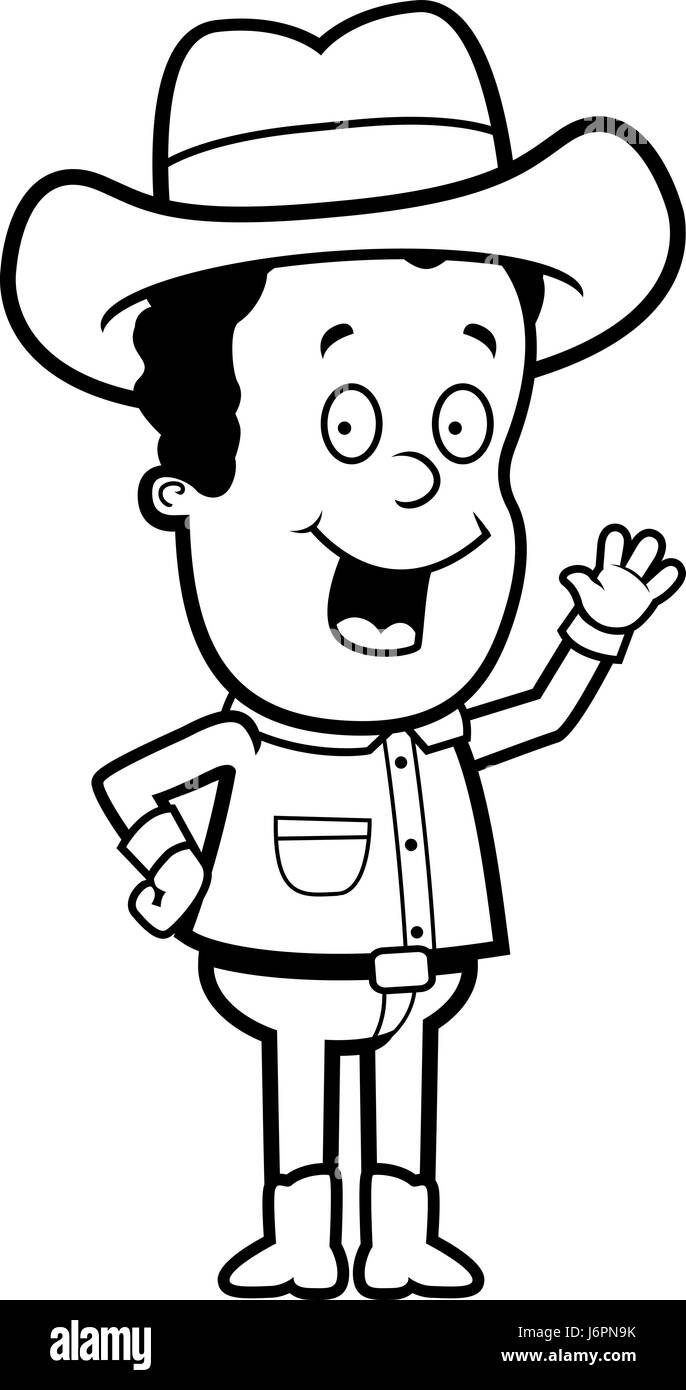 A happy cartoon cowboy waving and smiling Stock Vector Image & Art - Alamy