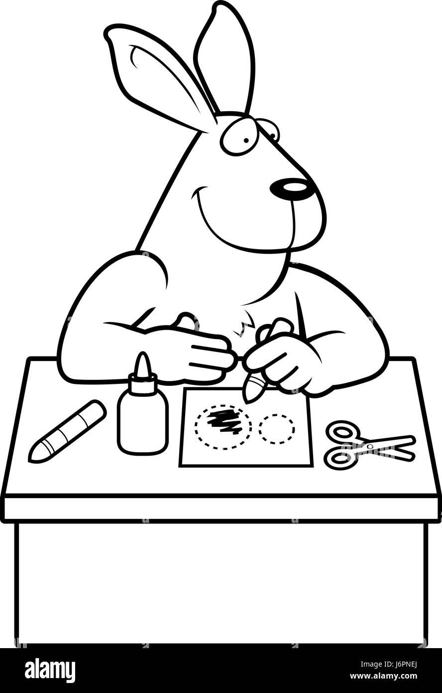 A cartoon illustration of a rabbit doing arts and crafts Stock Vector ...