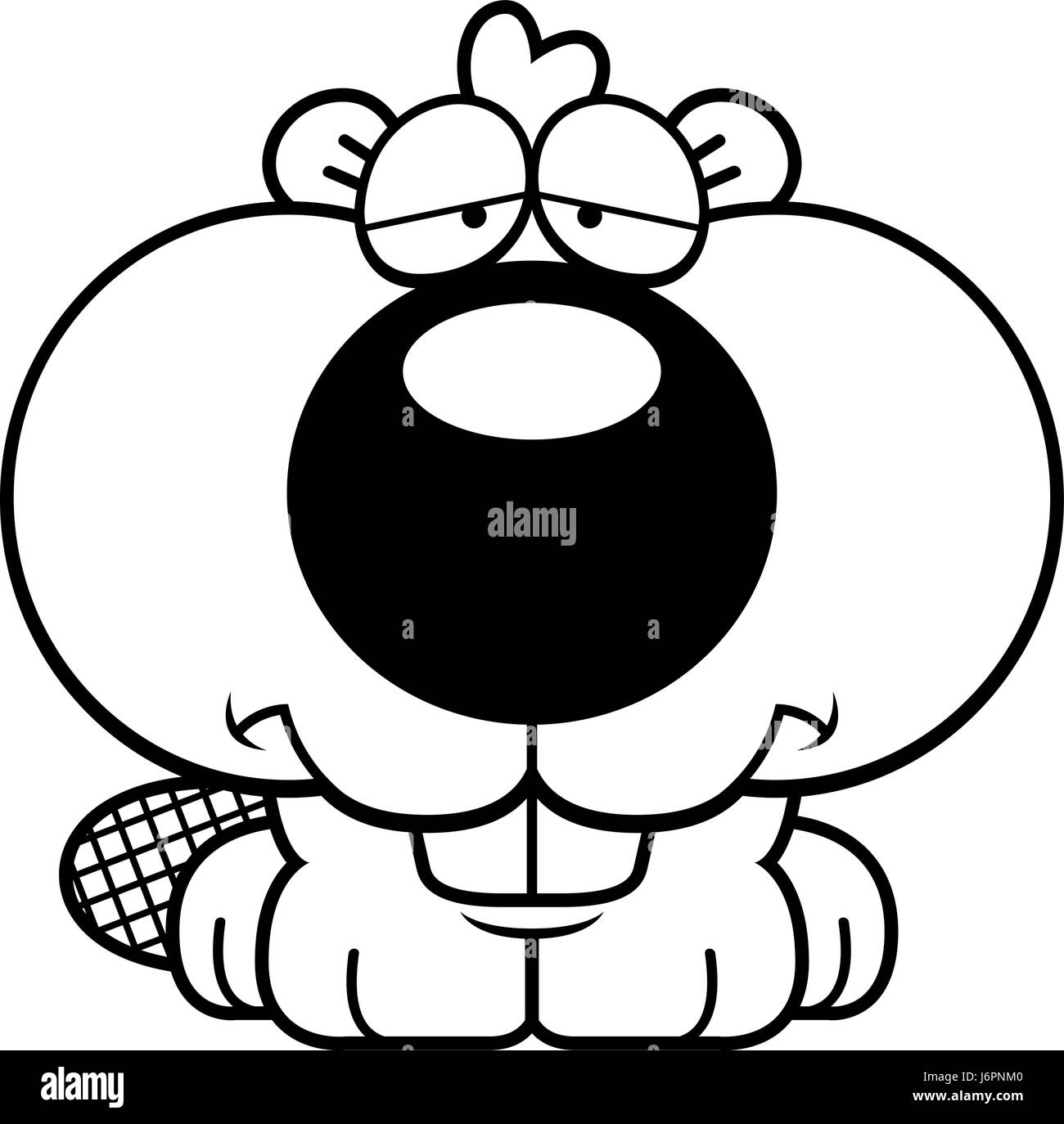 A cartoon illustration of a beaver kit with a sad expression Stock ...