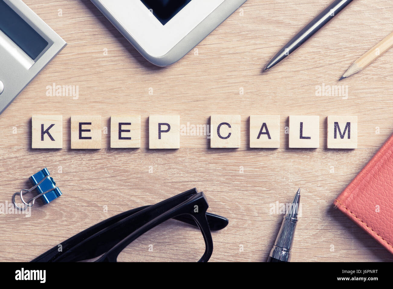 Keep calm concept collected of wooden elements with the letters Stock ...