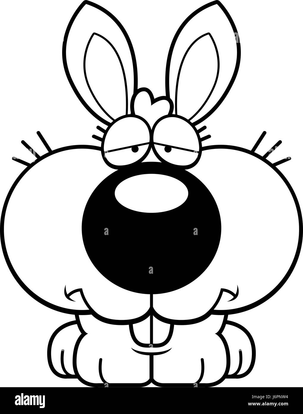 A cartoon illustration of a bunny rabbit with a sad expression Stock ...