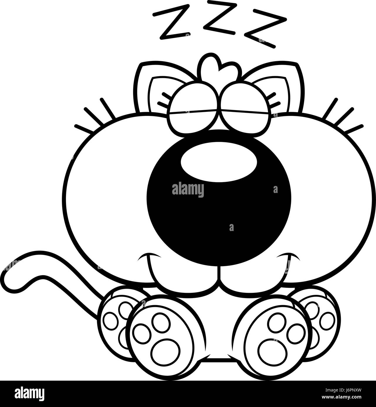 A cartoon illustration of a kitten taking a nap Stock Vector Image ...