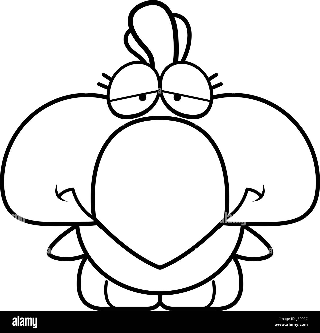 A cartoon illustration of a little chicken with a sad expression Stock ...