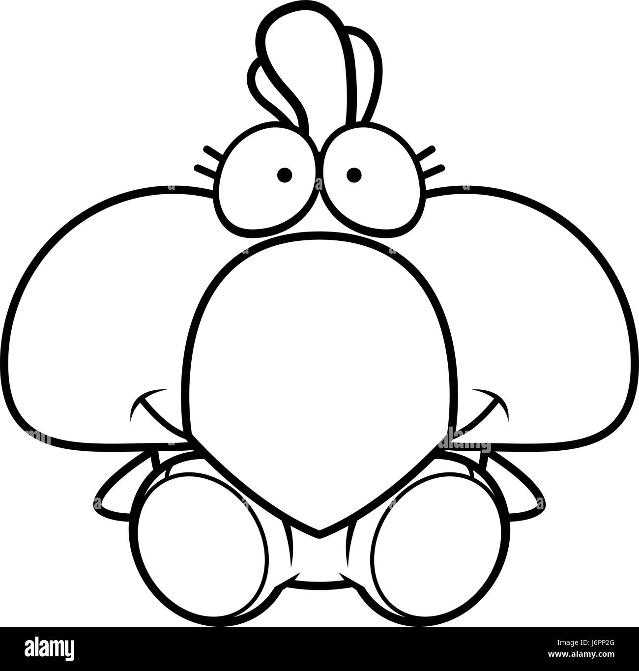 A cartoon illustration of a little chicken sitting and smiling Stock ...