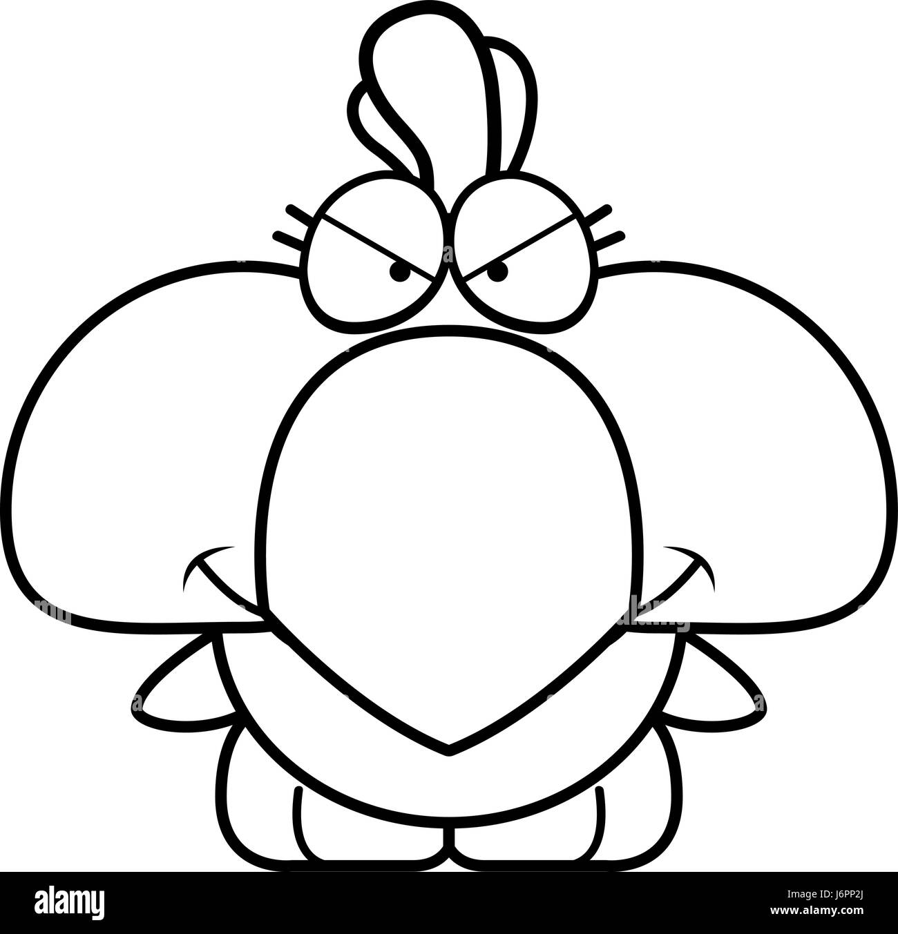A cartoon illustration of a little chicken with a devious expression ...