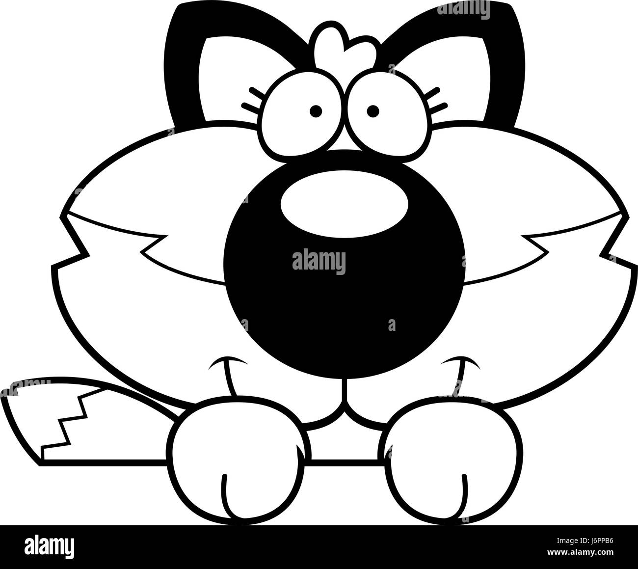 A cartoon illustration of a fox cub peeking over an object Stock Vector ...