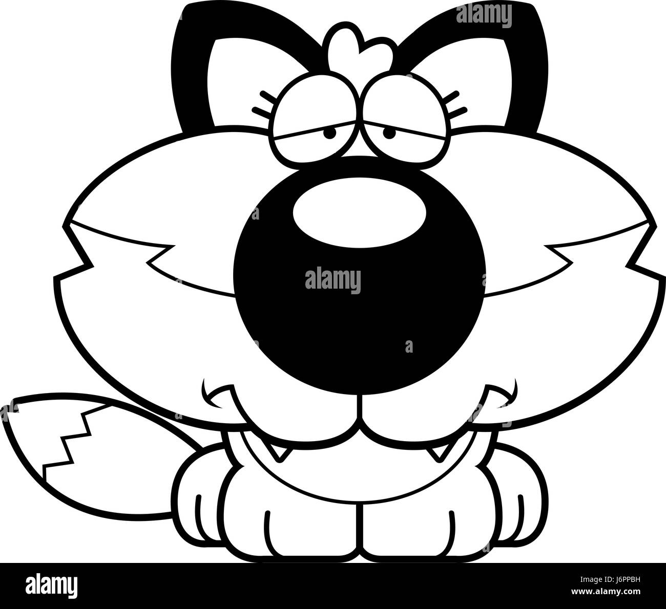 A cartoon illustration of a fox cub with a sad expression Stock Vector ...