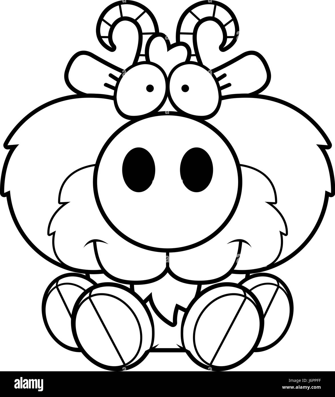 A cartoon illustration of a goat sitting and smiling Stock Vector Image ...