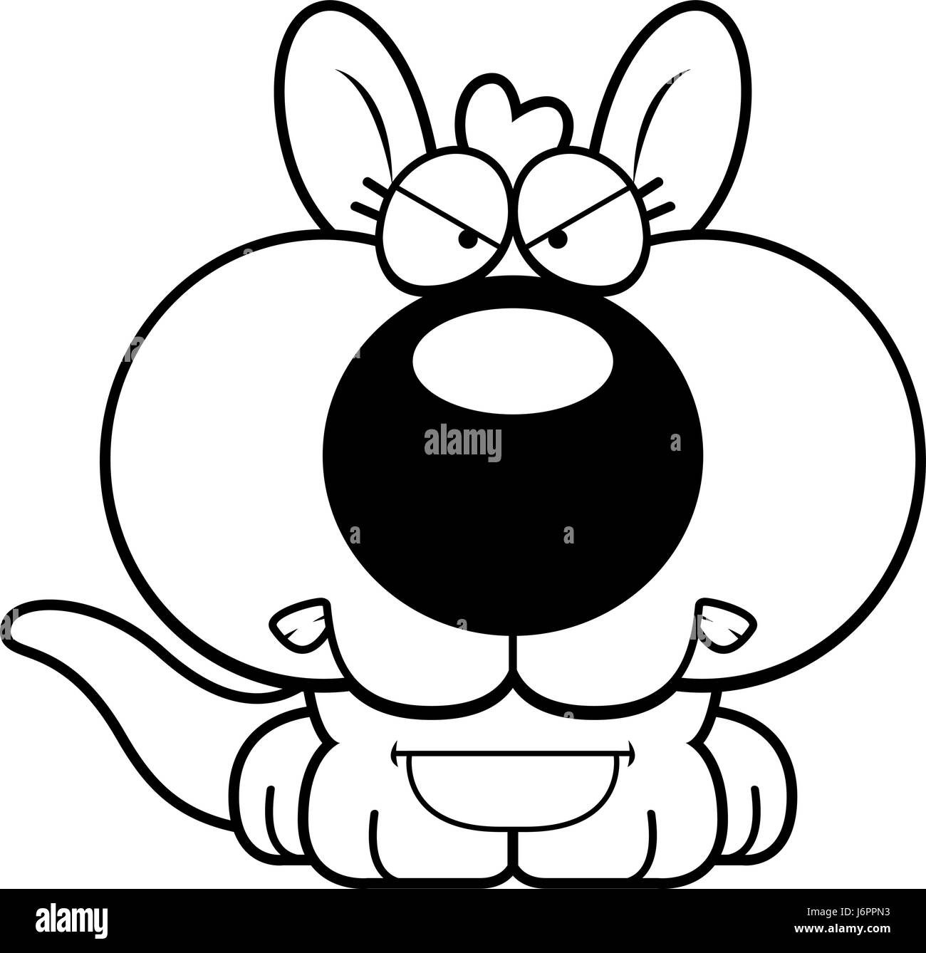 A cartoon illustration of a kangaroo joey with an angry expression ...