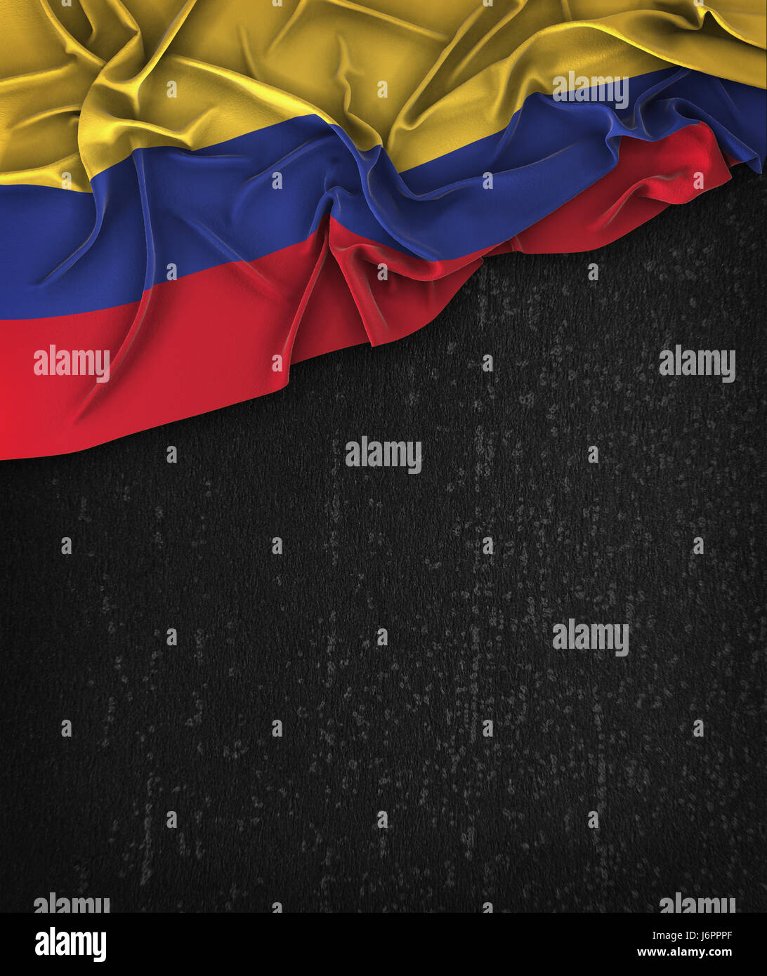 Colombia Flag Vintage on a Grunge Black Chalkboard With Space For Text ...