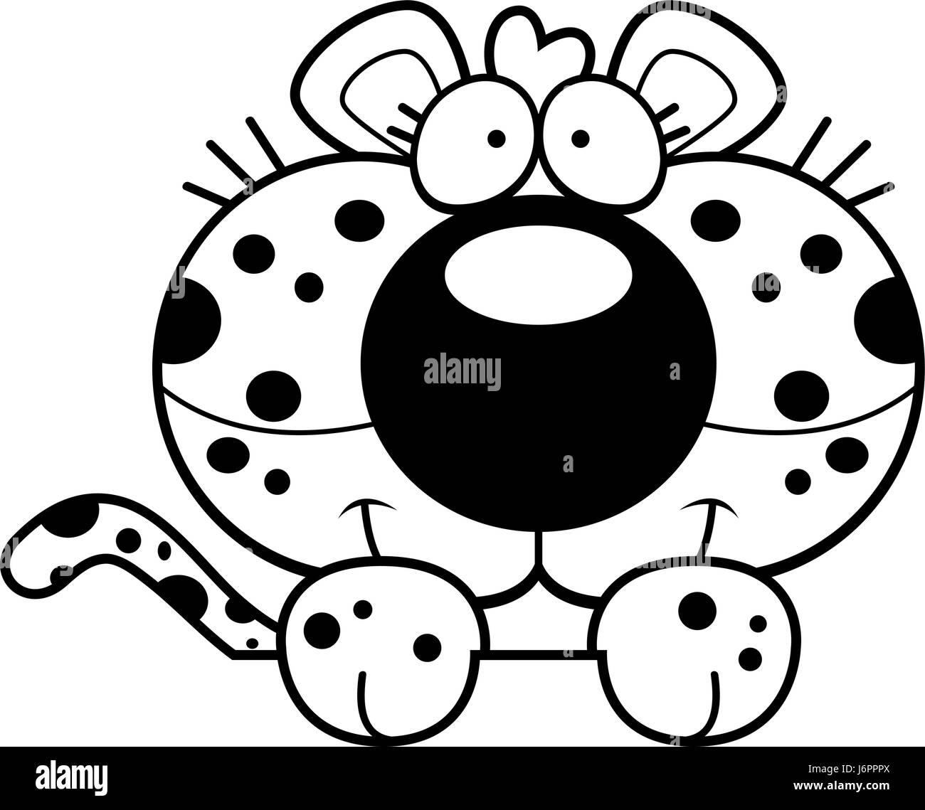A cartoon illustration of a leopard cub peeking over an object Stock ...
