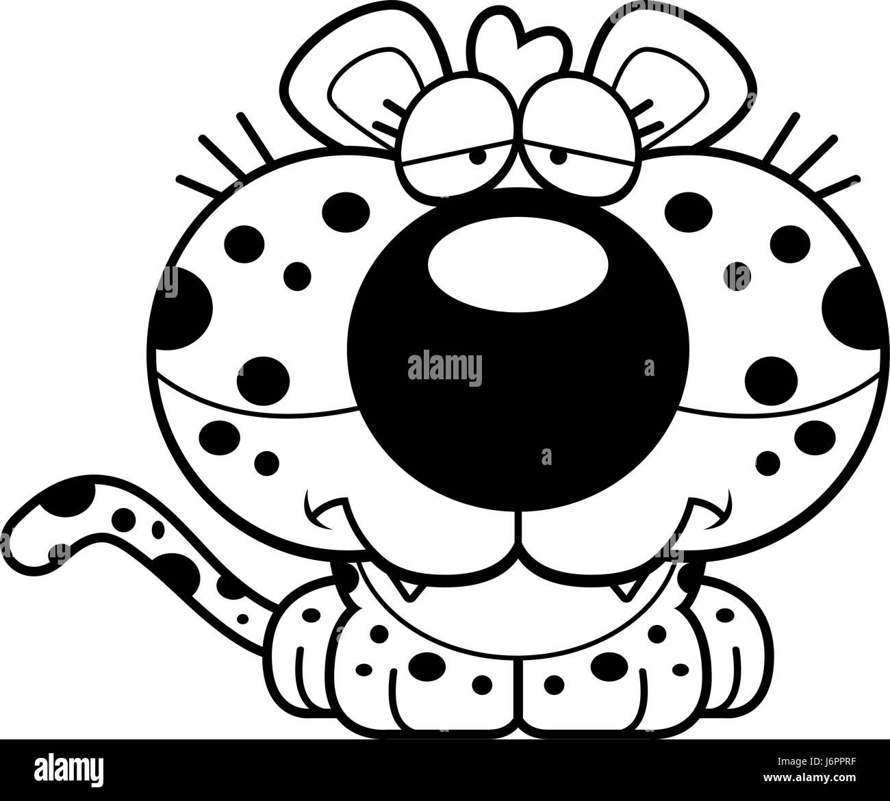 A cartoon illustration of a leopard cub with a sad expression Stock ...
