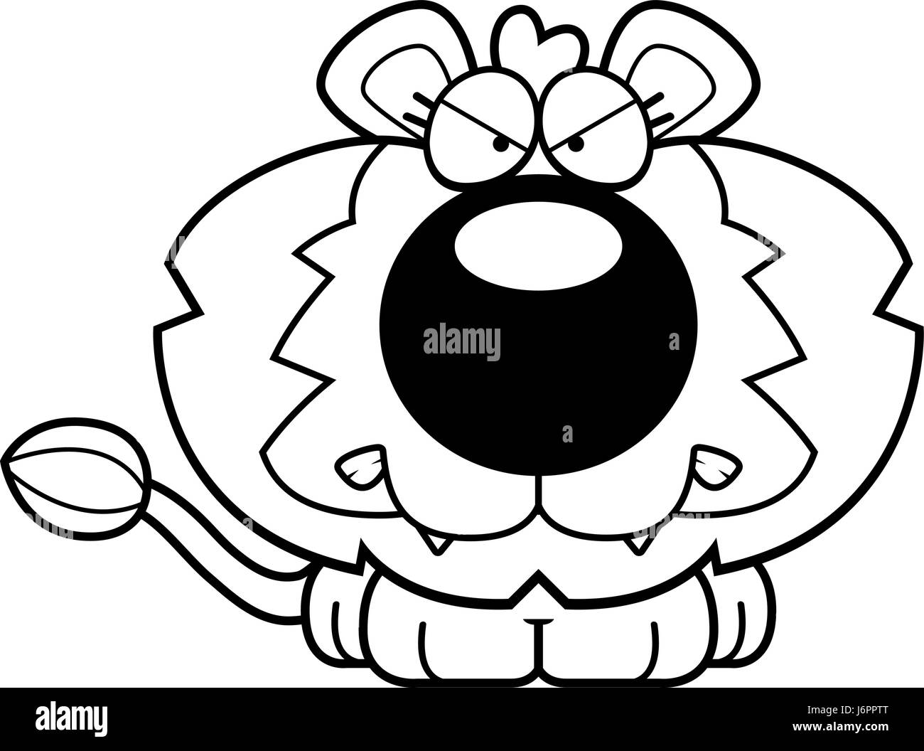 A cartoon illustration of a lion cub with an angry expression Stock ...