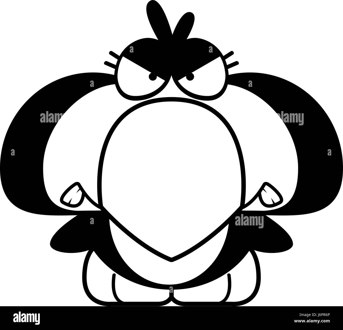 A cartoon illustration of a little penguin with an angry expression ...