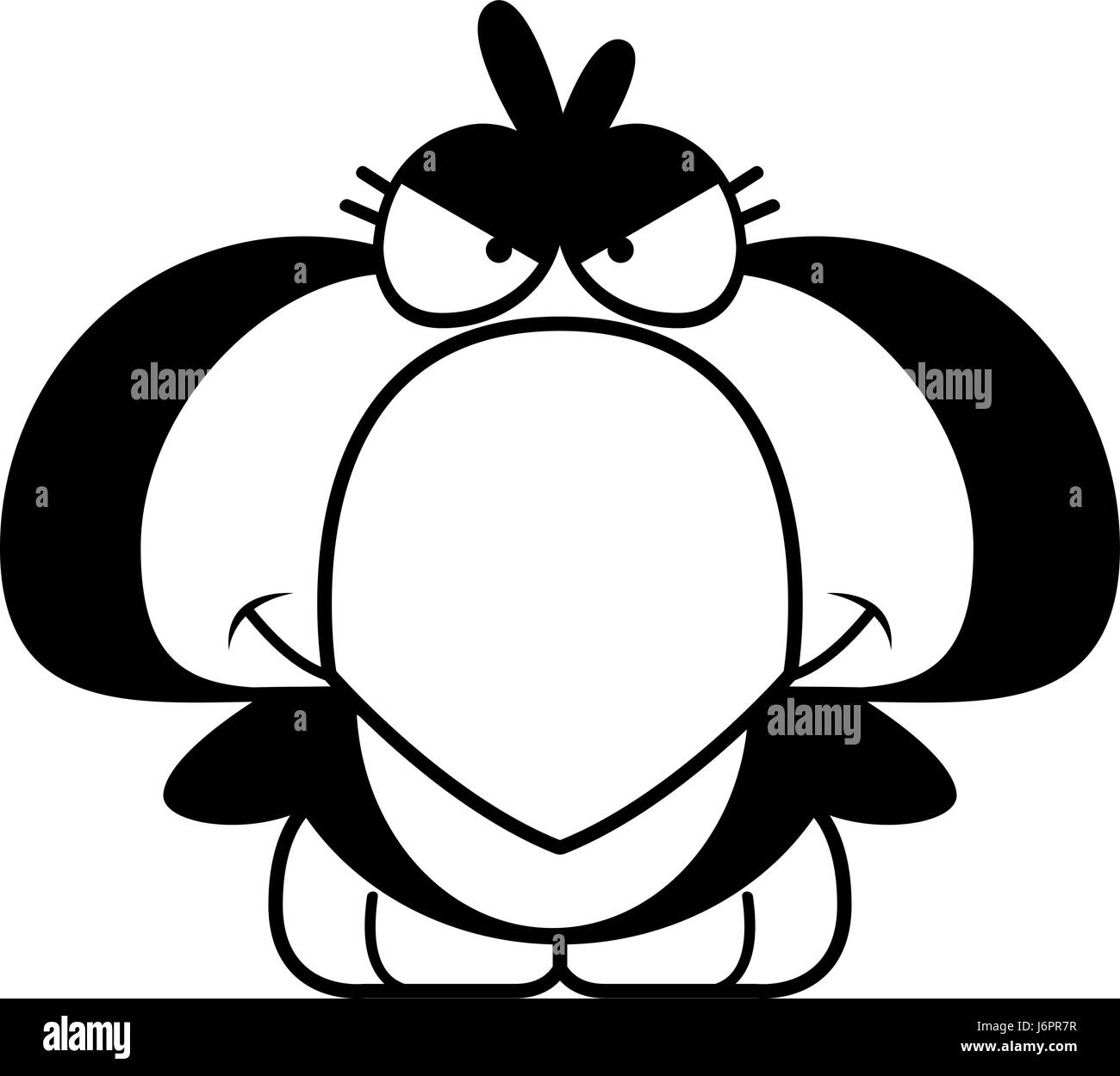 A cartoon illustration of a little penguin with a devious expression ...
