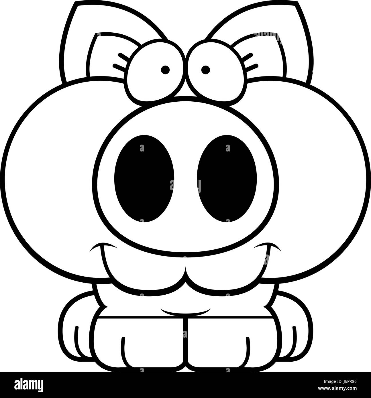 A cartoon illustration of a little pig happy and smiling Stock Vector ...