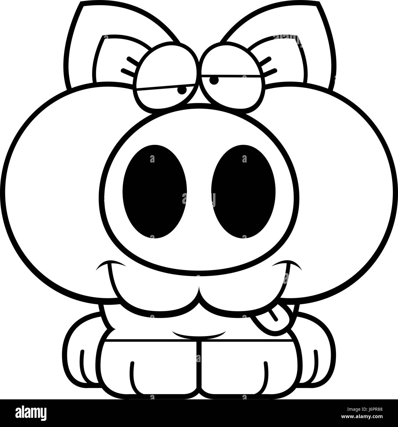 A cartoon illustration of a little pig with a goofy expression Stock ...
