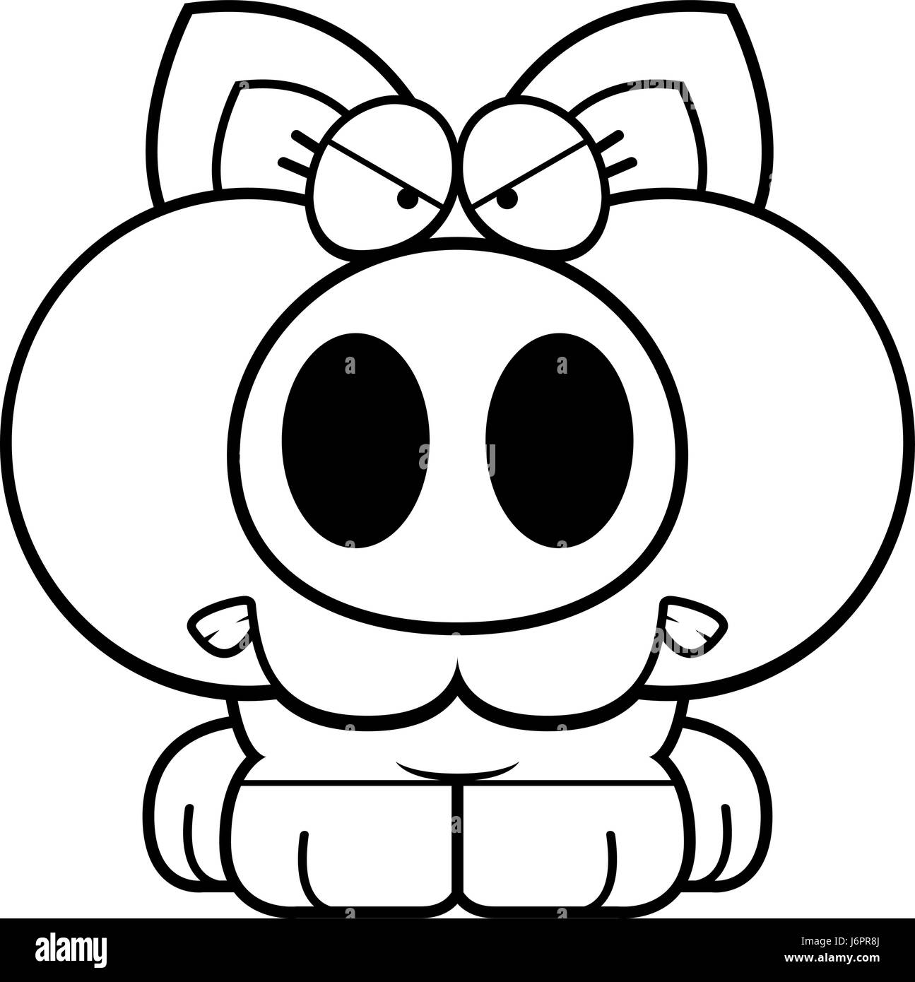 A cartoon illustration of a little pig with an angry expression Stock ...