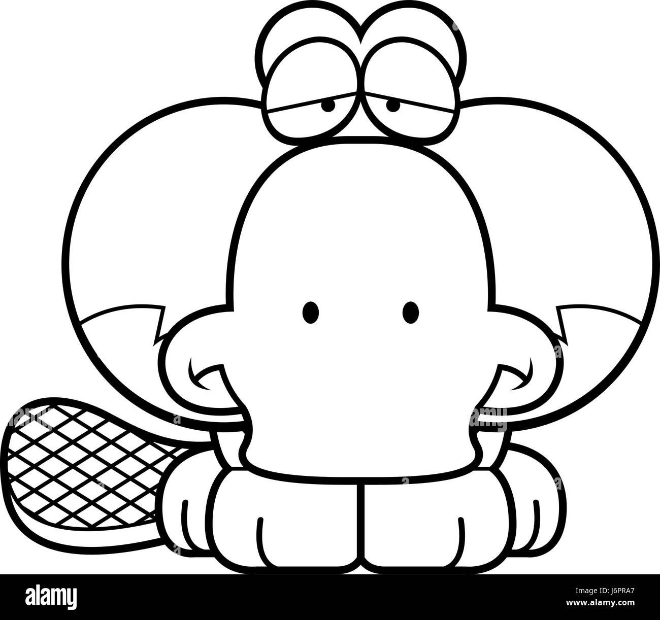 A cartoon illustration of a little platypus with a sad expression Stock ...