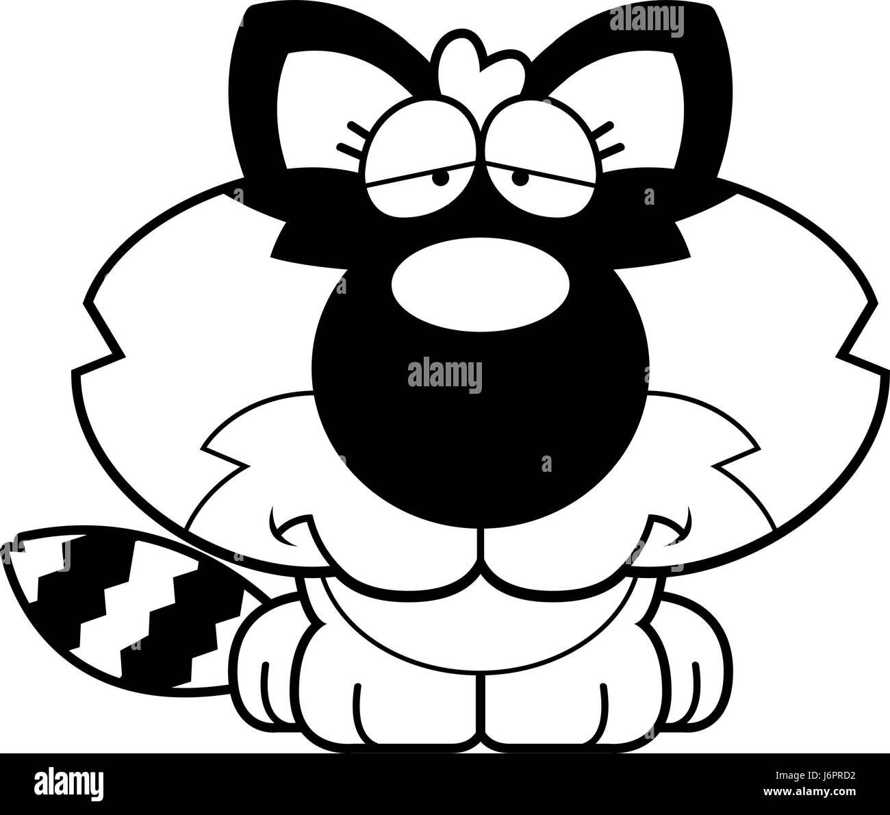 A cartoon illustration of a baby raccoon with a sad expression Stock ...