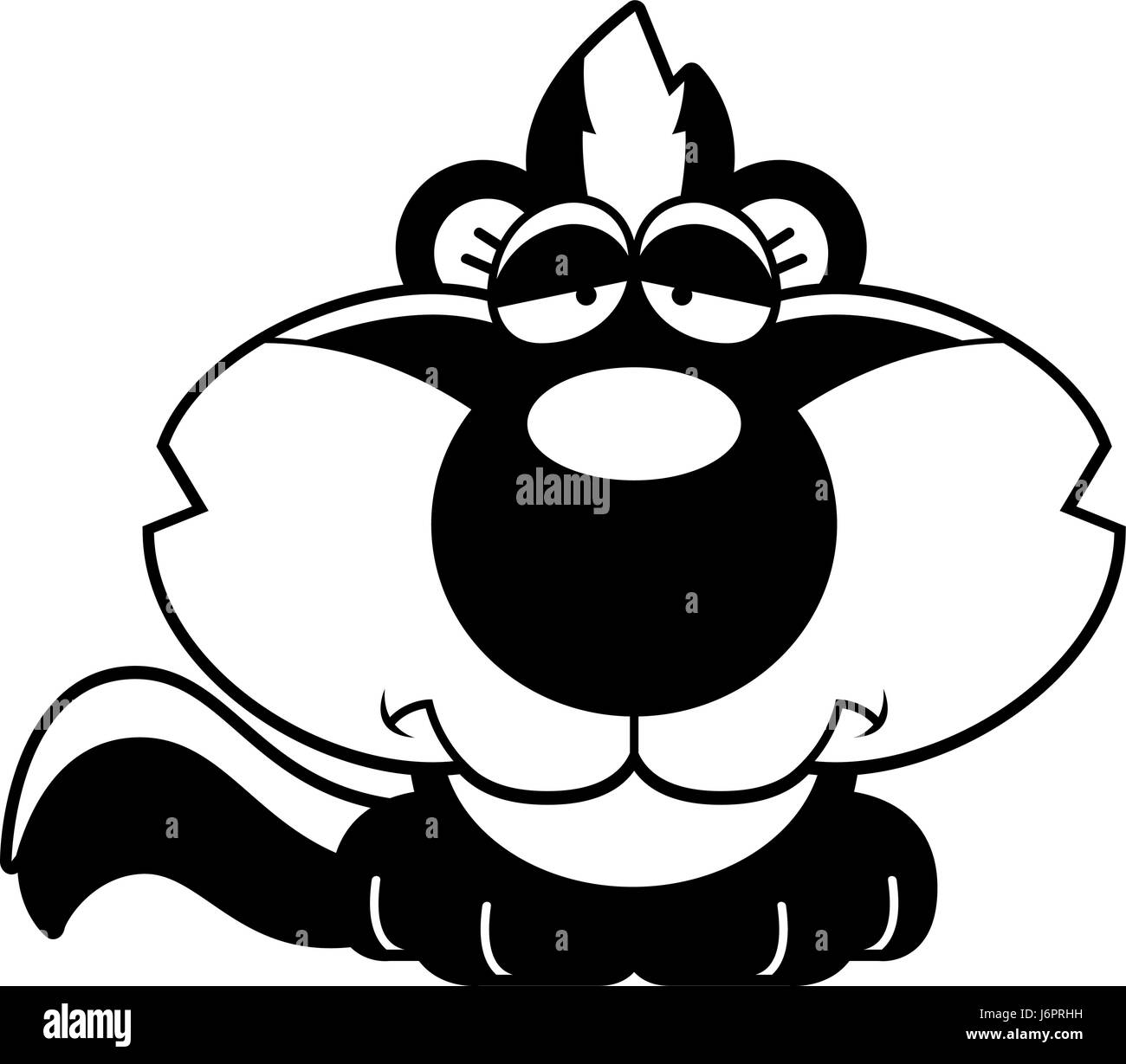 A cartoon illustration of a skunk with a sad expression Stock Vector ...