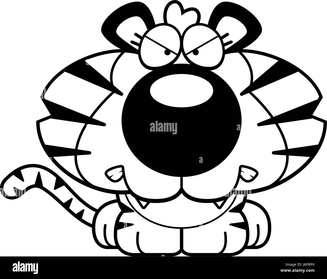 A cartoon illustration of a tiger cub with an angry expression Stock ...