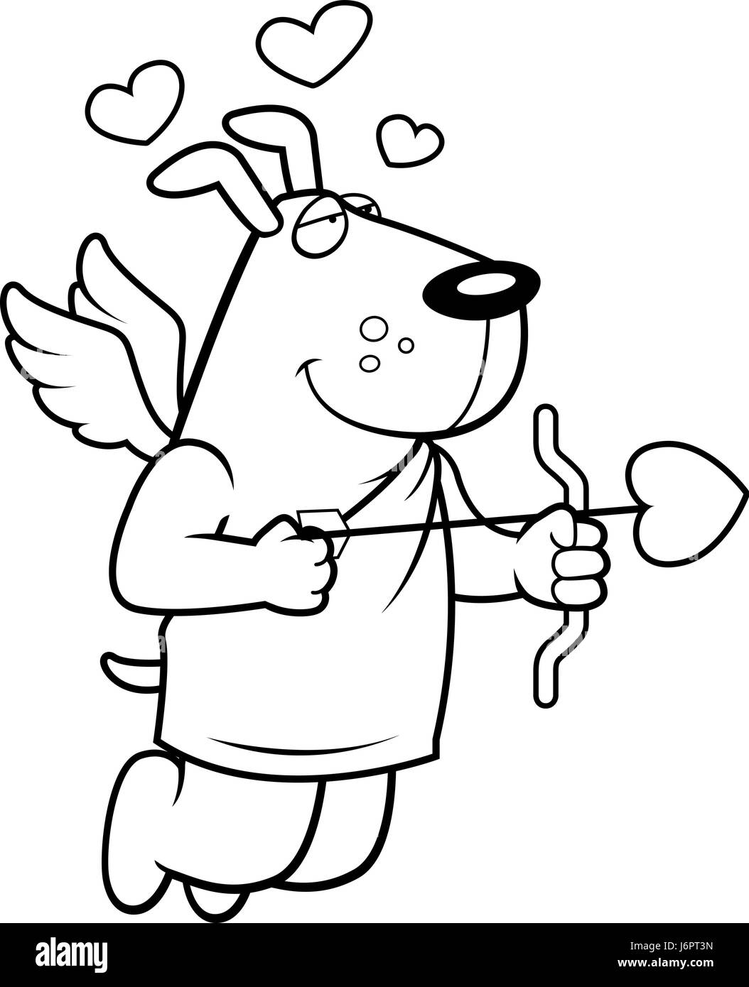 A happy cartoon cupid dog with bow and arrow Stock Vector Image & Art ...