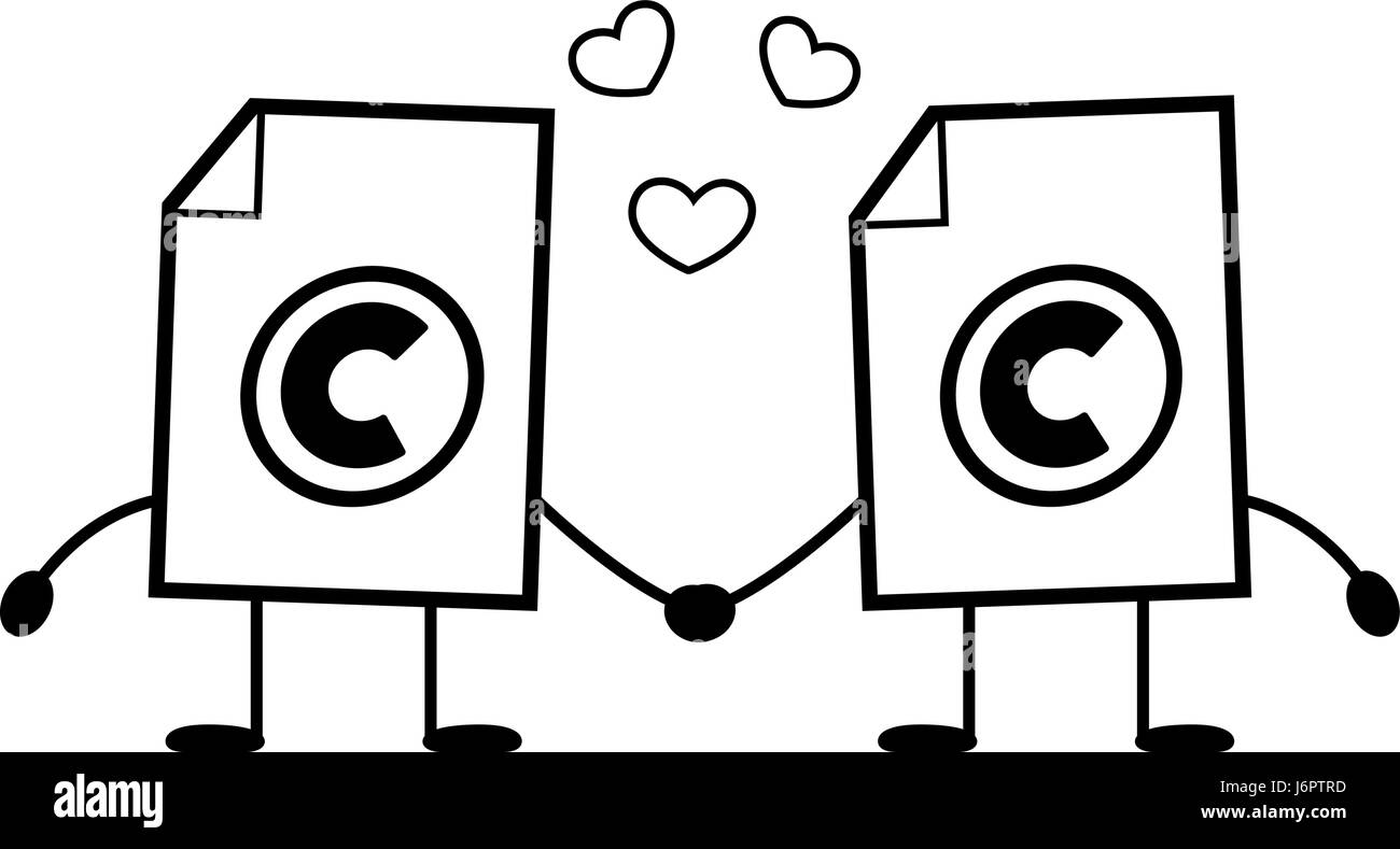 A cartoon illustration of a copyrighted file holding hands Stock Vector ...
