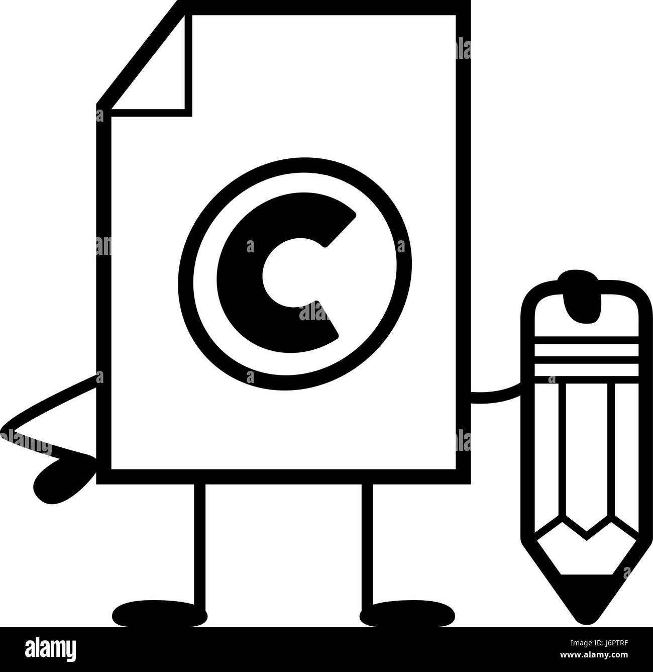 A cartoon illustration of a copyrighted file with a pencil Stock Vector ...