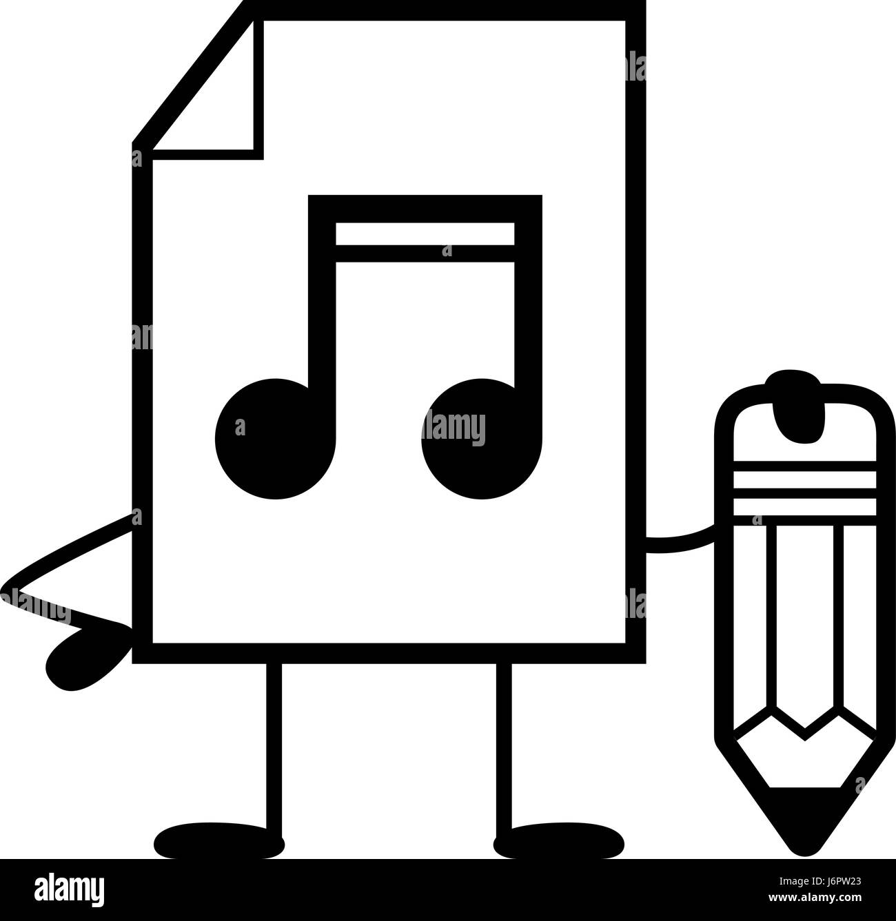 A cartoon illustration of an audio file with a pencil Stock Vector ...